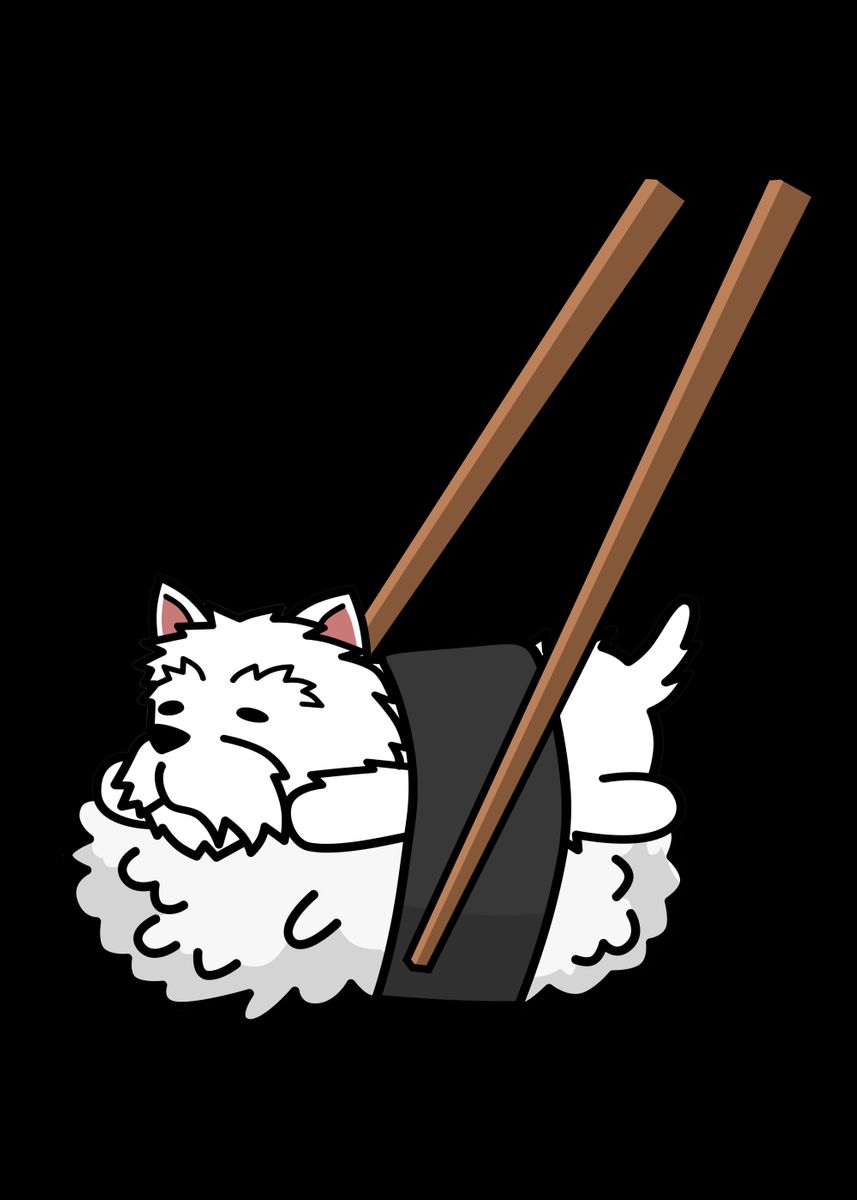 'Westie Nigiri Sushi ' Poster, picture, metal print, paint by PetPrints | Displate
