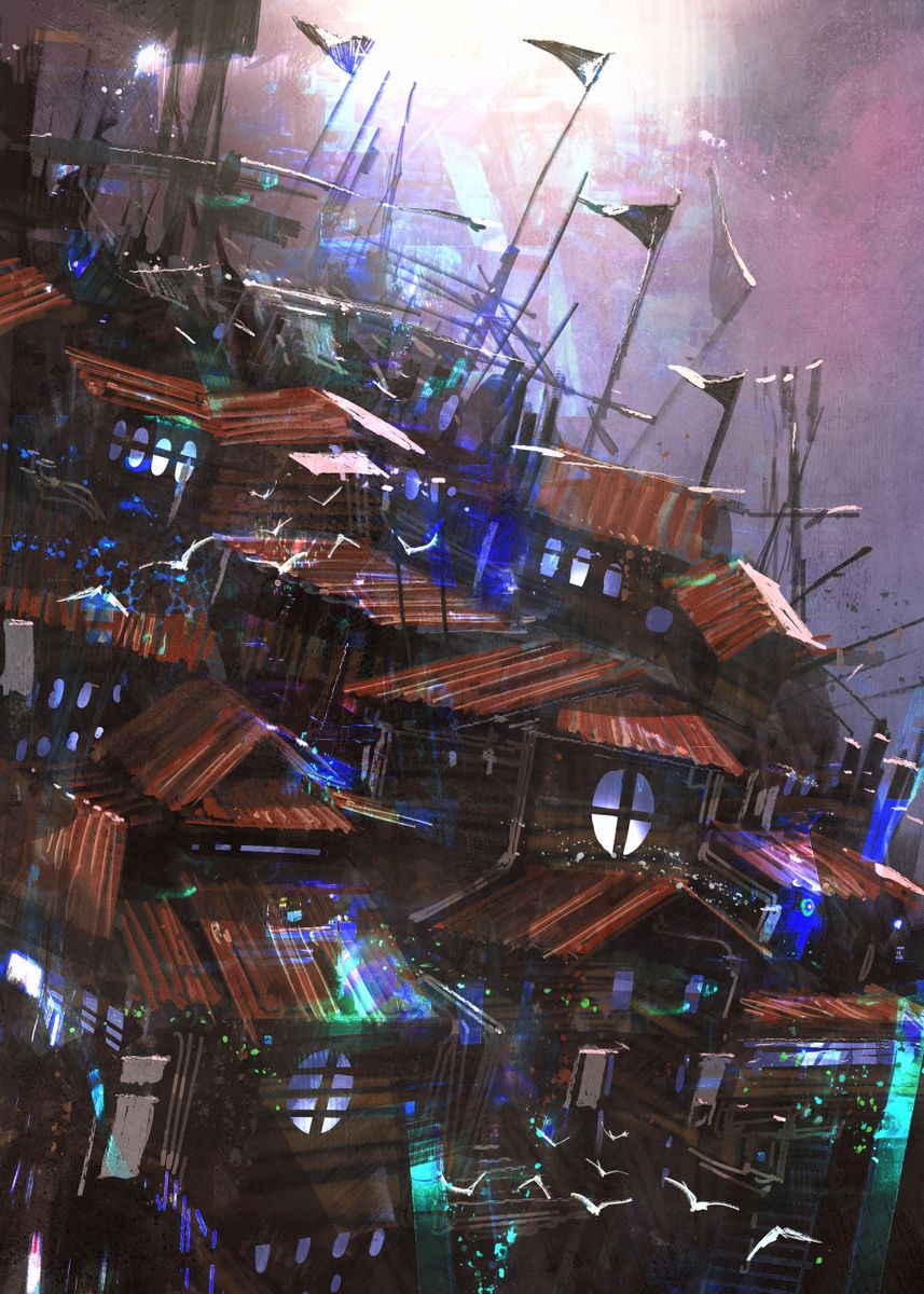 'Ancient wooden castle' Poster, picture, metal print, paint by Color ...