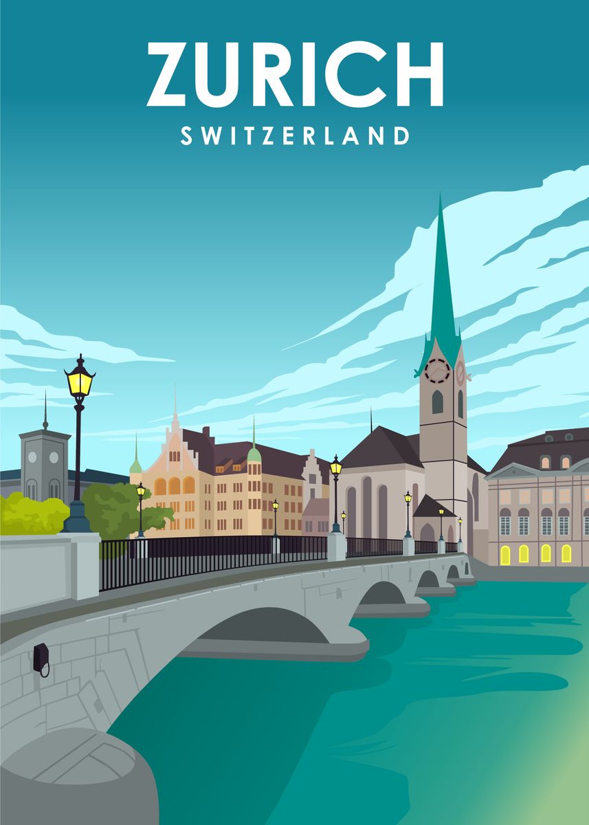 'Zurich Switzerland Art' Poster by Jorn | Displate