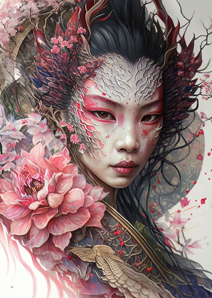 'Geisha Dragon ' Poster, picture, metal print, paint by Graphic ...