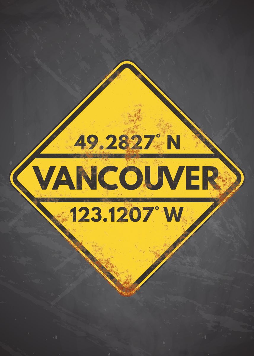 'Vintage Vancouver Sign' Poster, picture, metal print, paint by ...