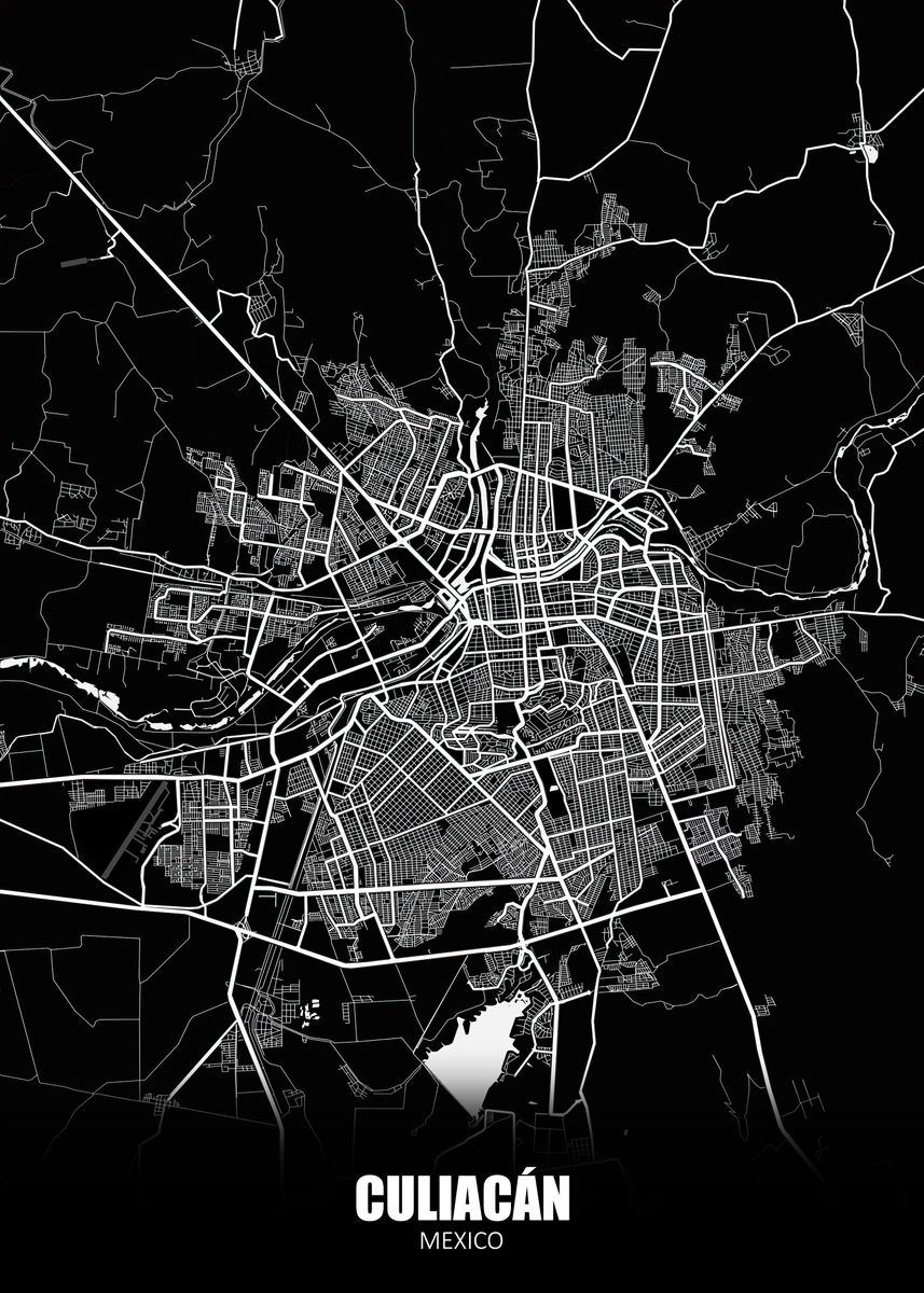 'Culiacan Mexico Map' Poster, picture, metal print, paint by Zake ...