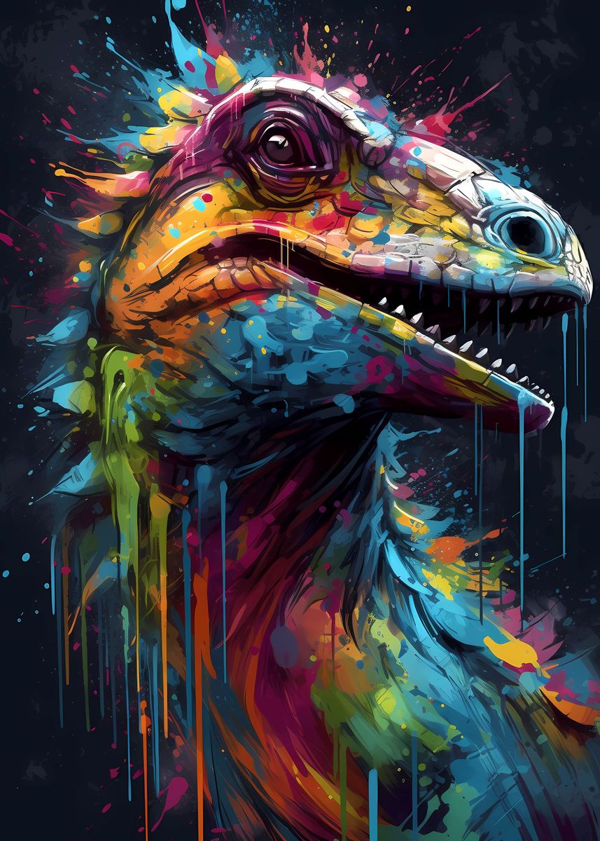 'Colorful Dinosaur' Poster by Frank Hirschle | Displate