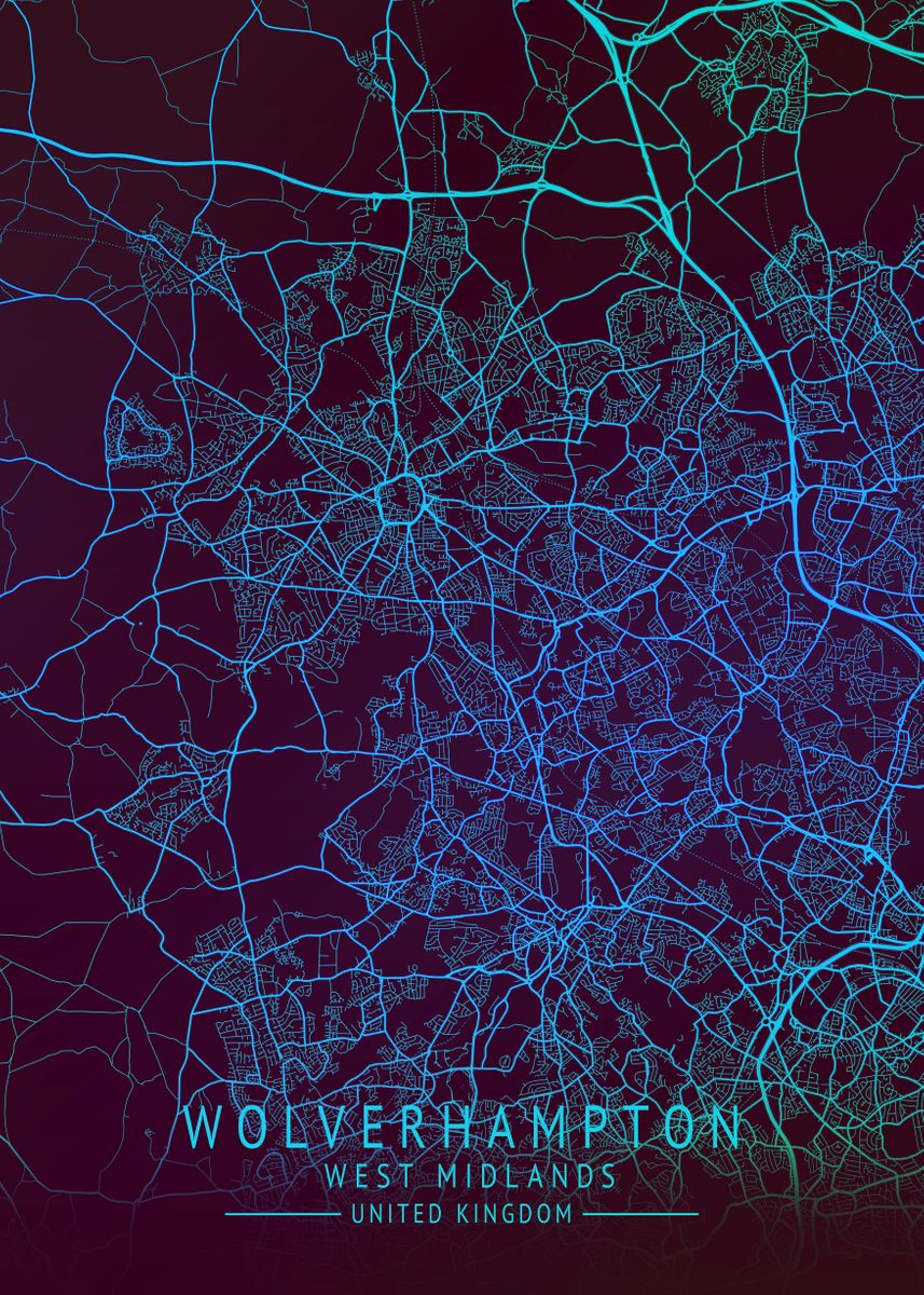 'Wolverhampton UK City Map' Poster by Gigi Bgm | Displate