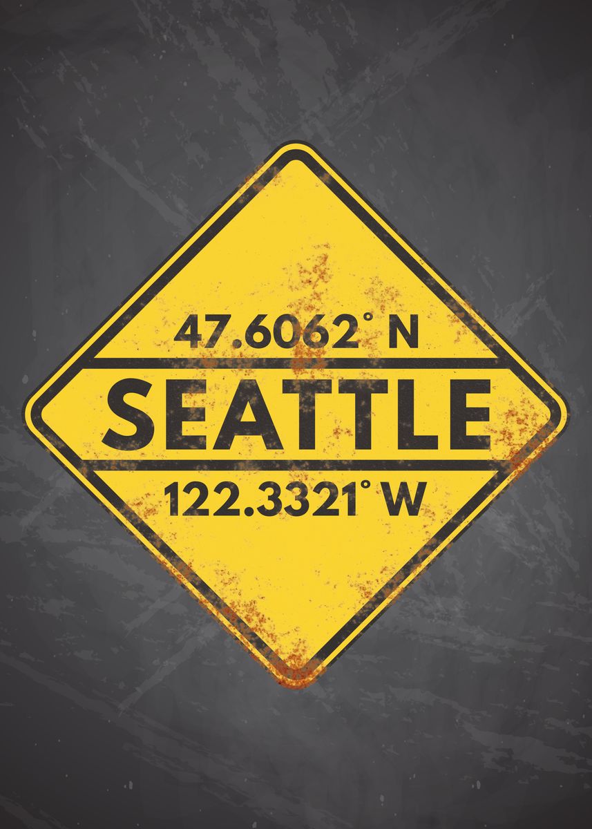 'Vintage Seattle Sign' Poster, picture, metal print, paint by ...