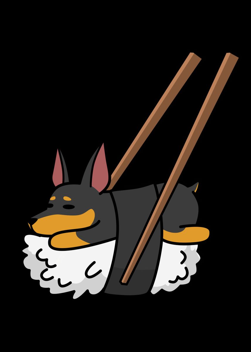 'Miniature Pinscher Sushi' Poster by PetPrints | Displate