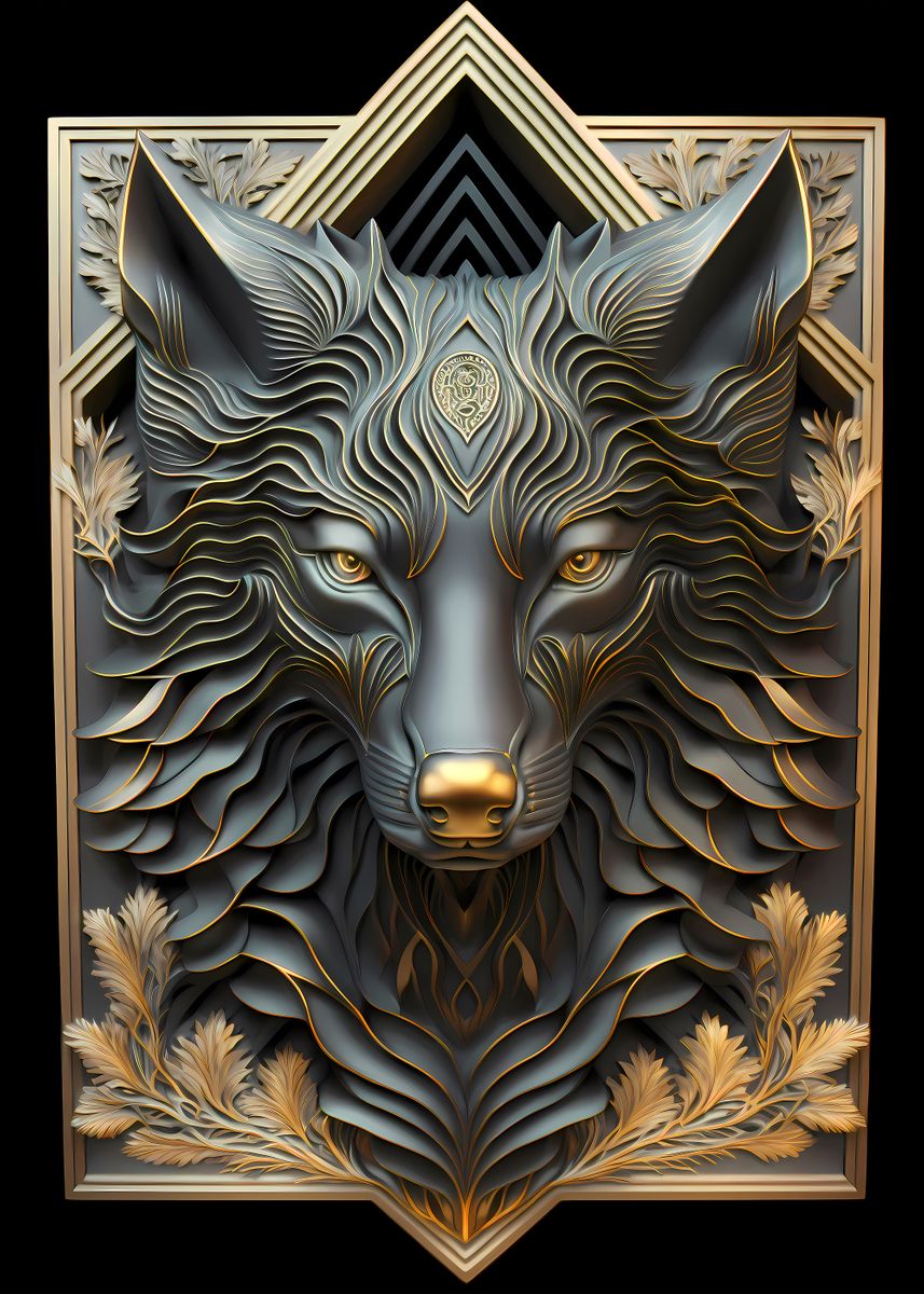 'Legendary Golden Wolf' Poster, picture, metal print, paint by Luong ...