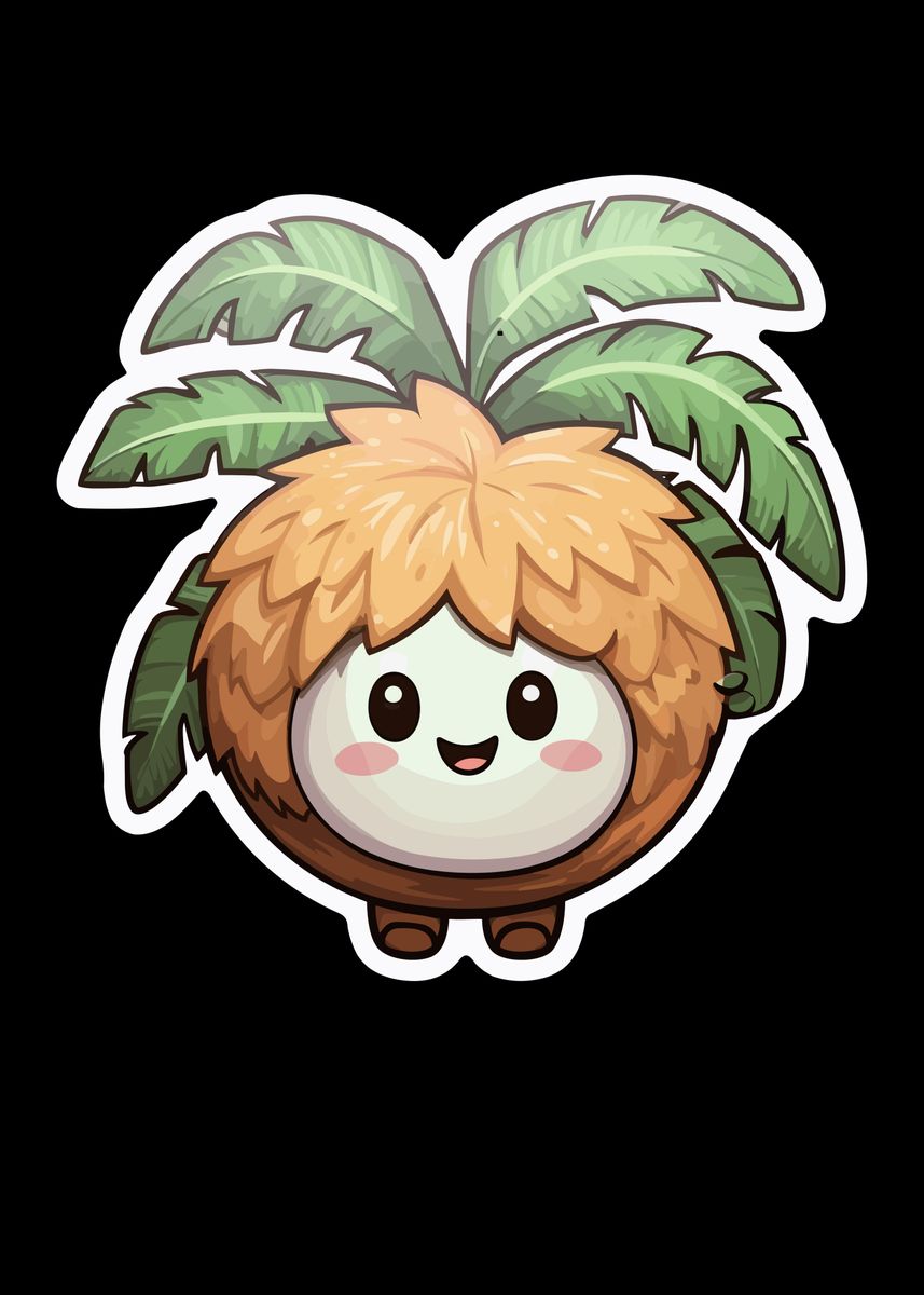 'Coconut kawaii' Poster, picture, metal print, paint by schmugo | Displate