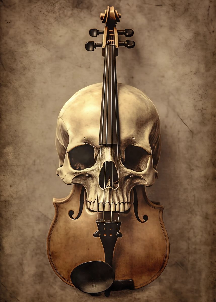 'Skullviolin Symphony' Poster, picture, metal print, paint by AI and ME ...