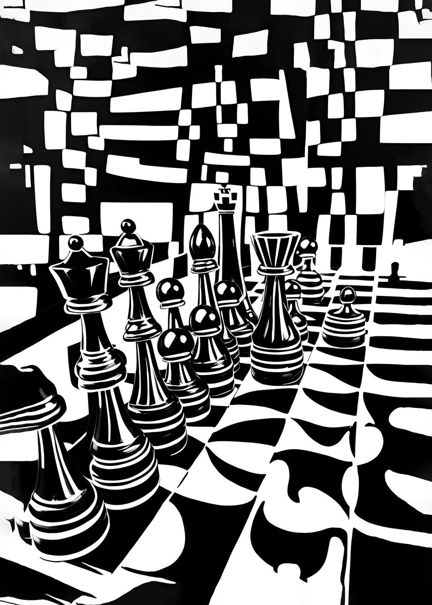 'Abstract Chess Poster' Poster, picture, metal print, paint by ...