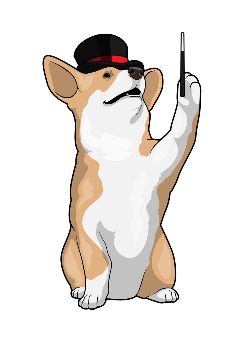 'Corgi Magician Magic wand' Poster, picture, metal print, paint by ...