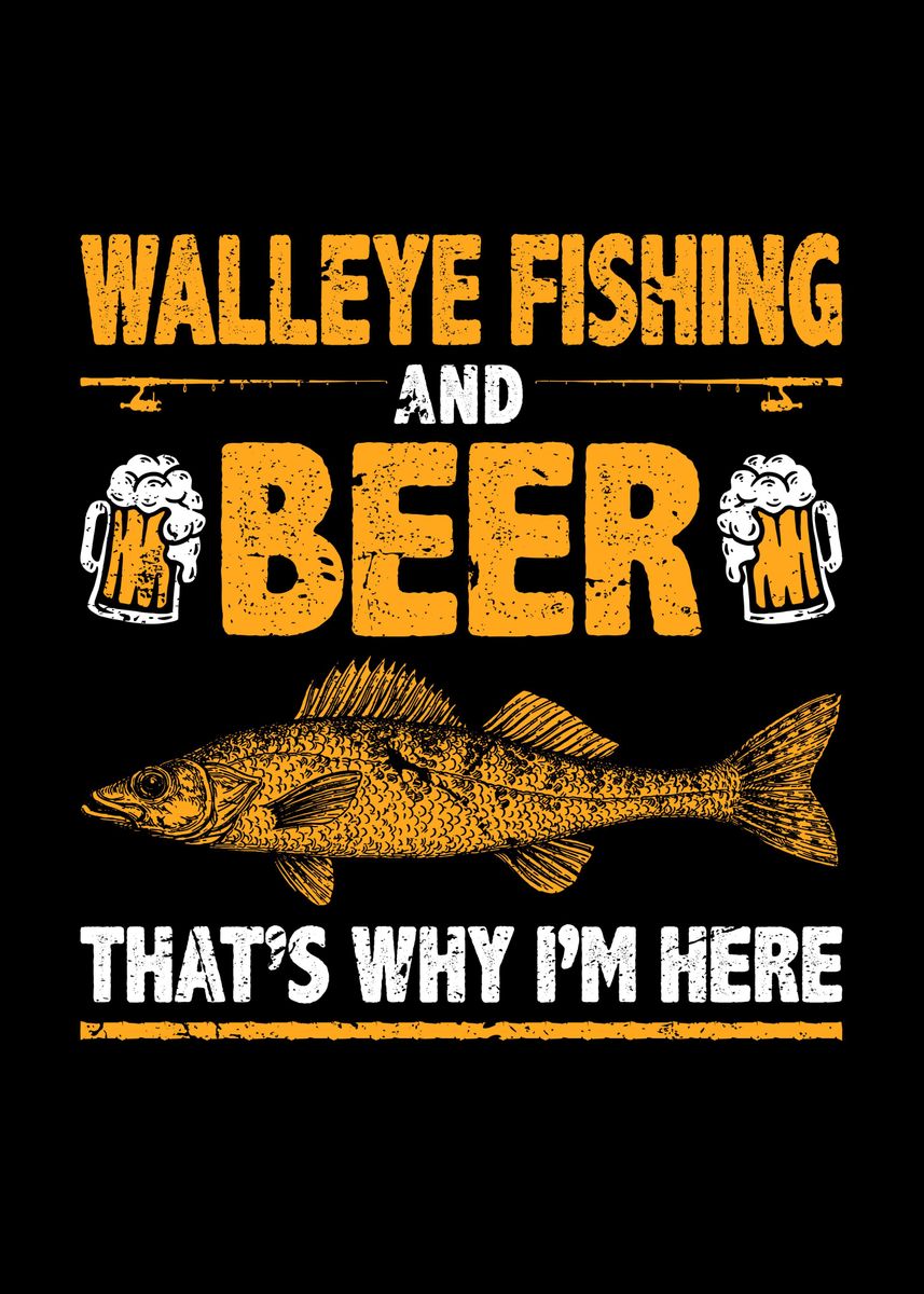 'Beer Drinking Fishing' Poster, picture, metal print, paint by ...