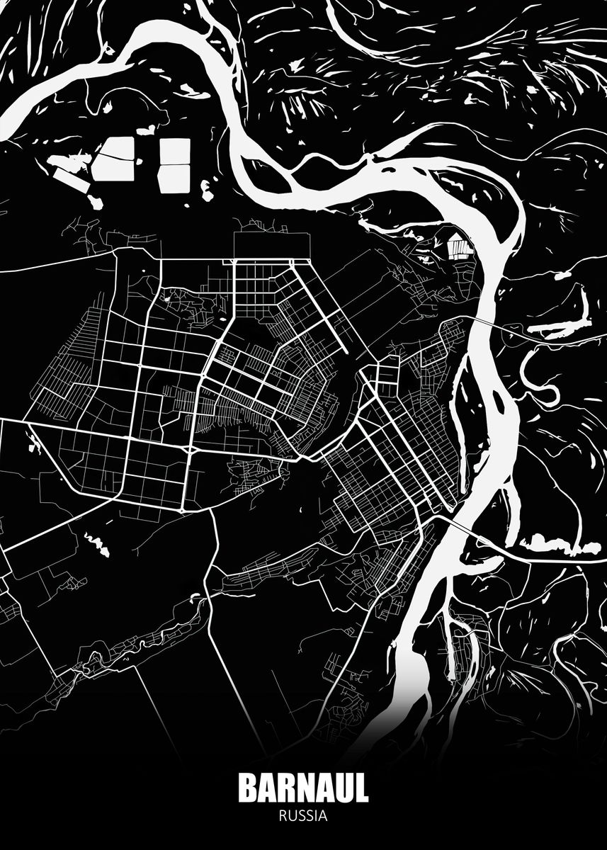 'Barnaul Russia Map' Poster, picture, metal print, paint by Zake Yonkou ...