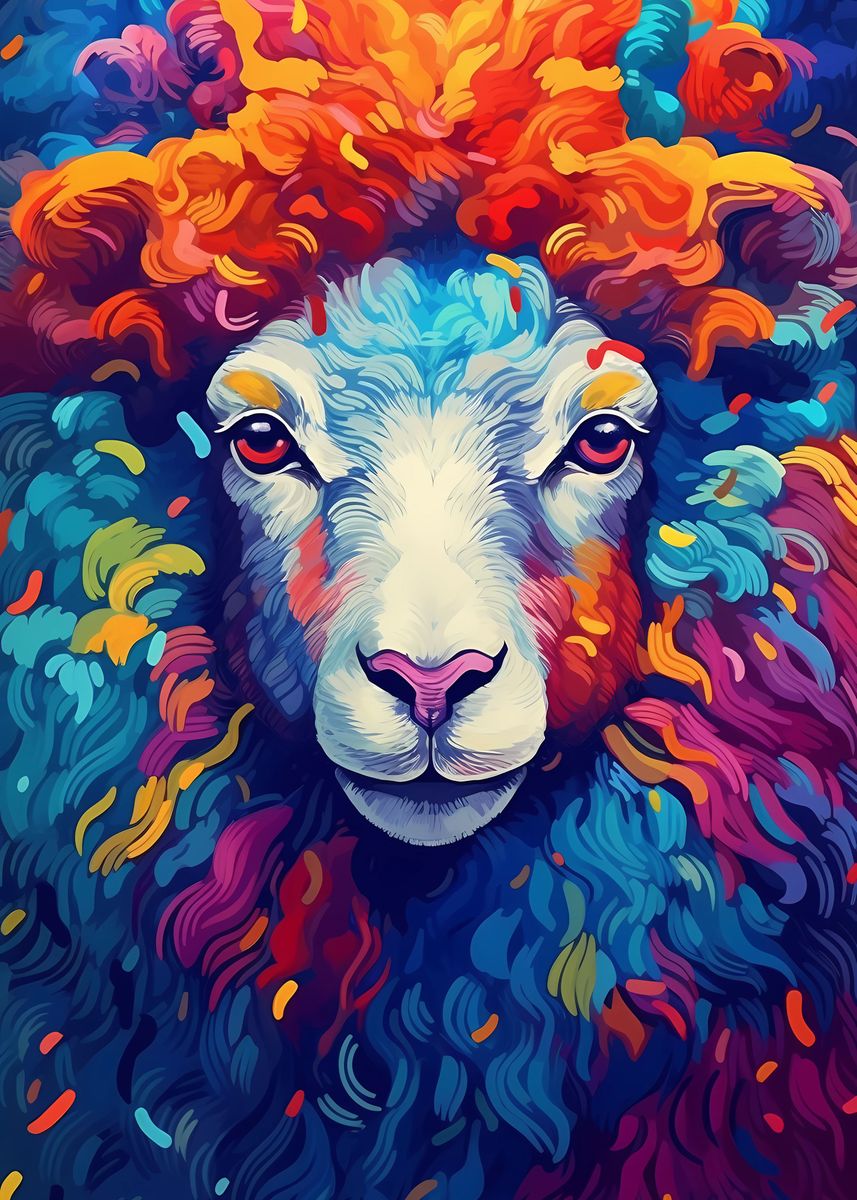 'Sheep Color' Poster, picture, metal print, paint by DecoyDesign | Displate