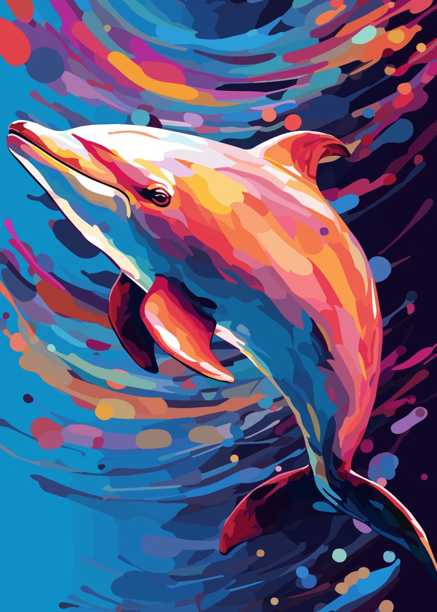 'Dolphin Animal WPAP' Poster, picture, metal print, paint by Qreative ...
