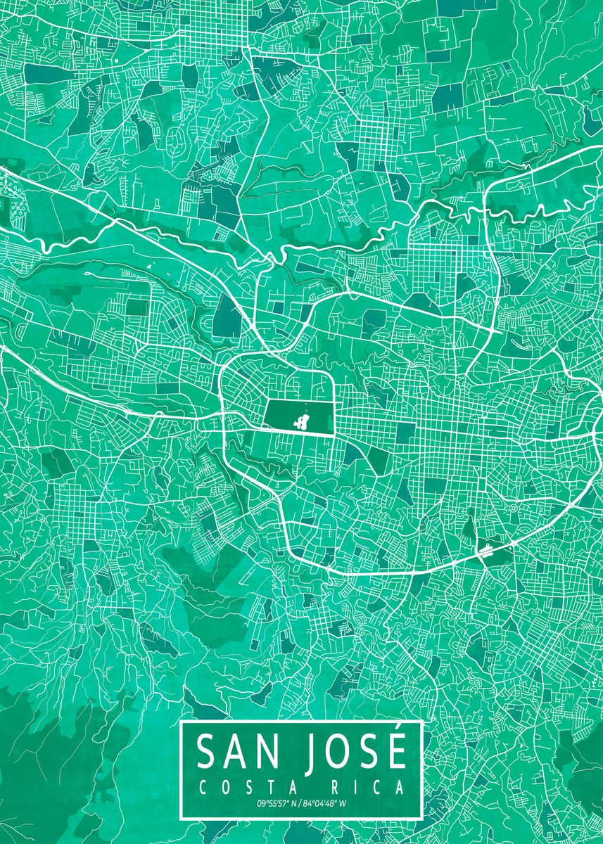 'San Jose Map Watercolor' Poster, picture, metal print, paint by deMAP ...