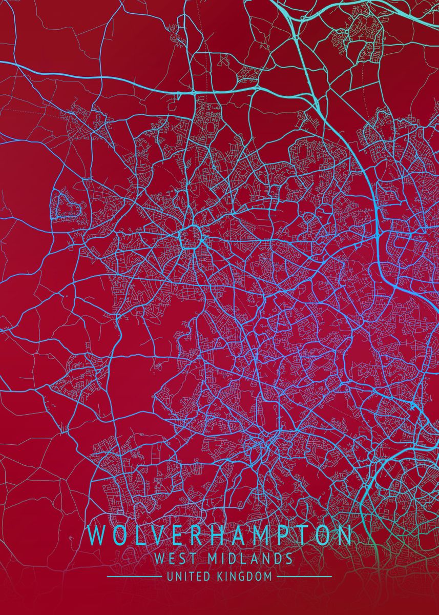 'Wolverhampton UK City Map' Poster by Gigi Bgm | Displate