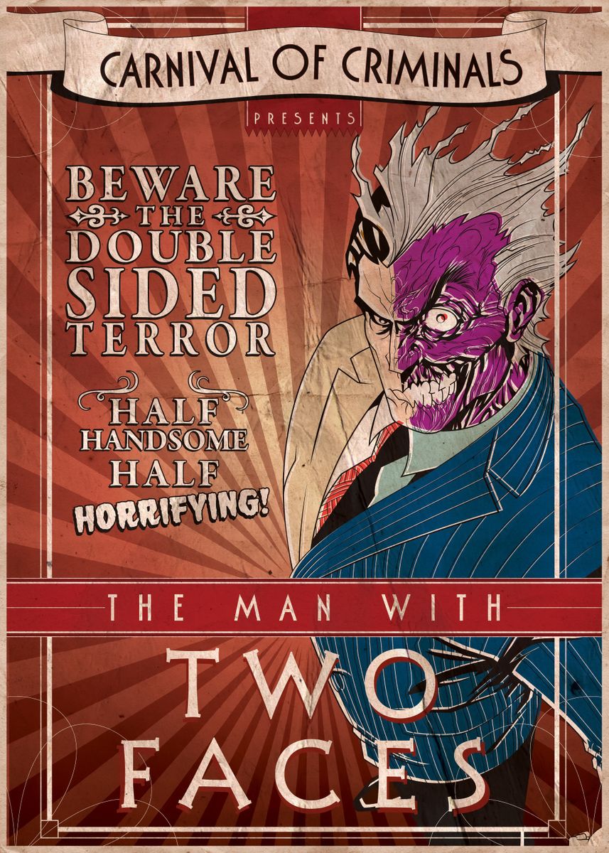'Two-Face' Poster, picture, metal print, paint by DC Comics | Displate