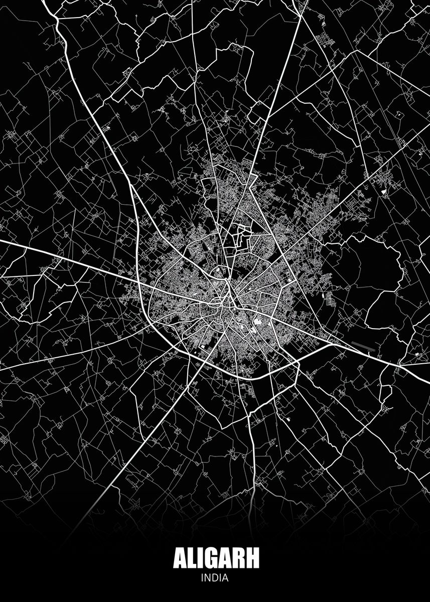 'Aligarh India Map' Poster, picture, metal print, paint by Zake Yonkou ...