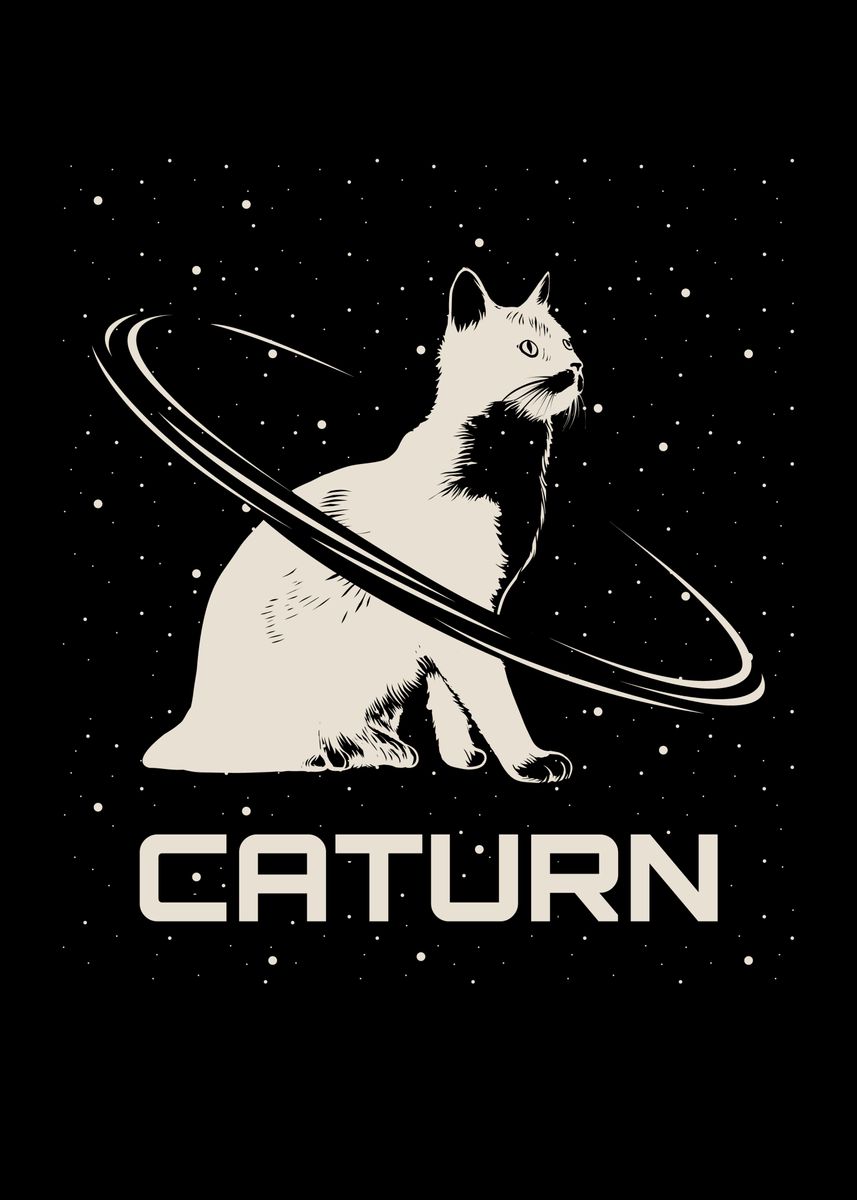 'Saturn Caturn Cat Planet' Poster, picture, metal print, paint by Mooon ...