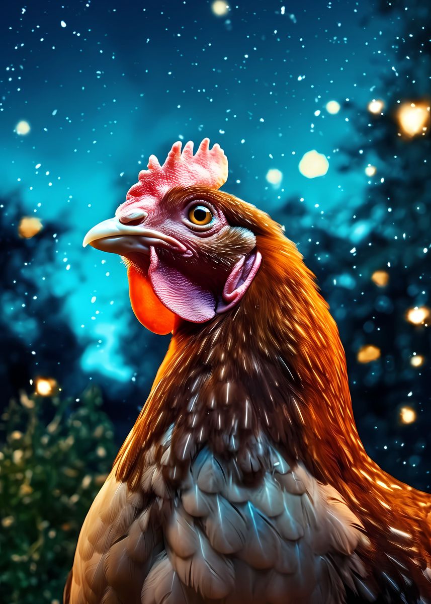 'Chicken Lights' Poster, picture, metal print, paint by DecoyDesign ...