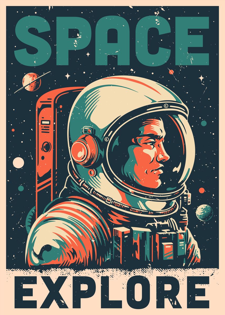 'Space Explore Astronaut' Poster, picture, metal print, paint by ...