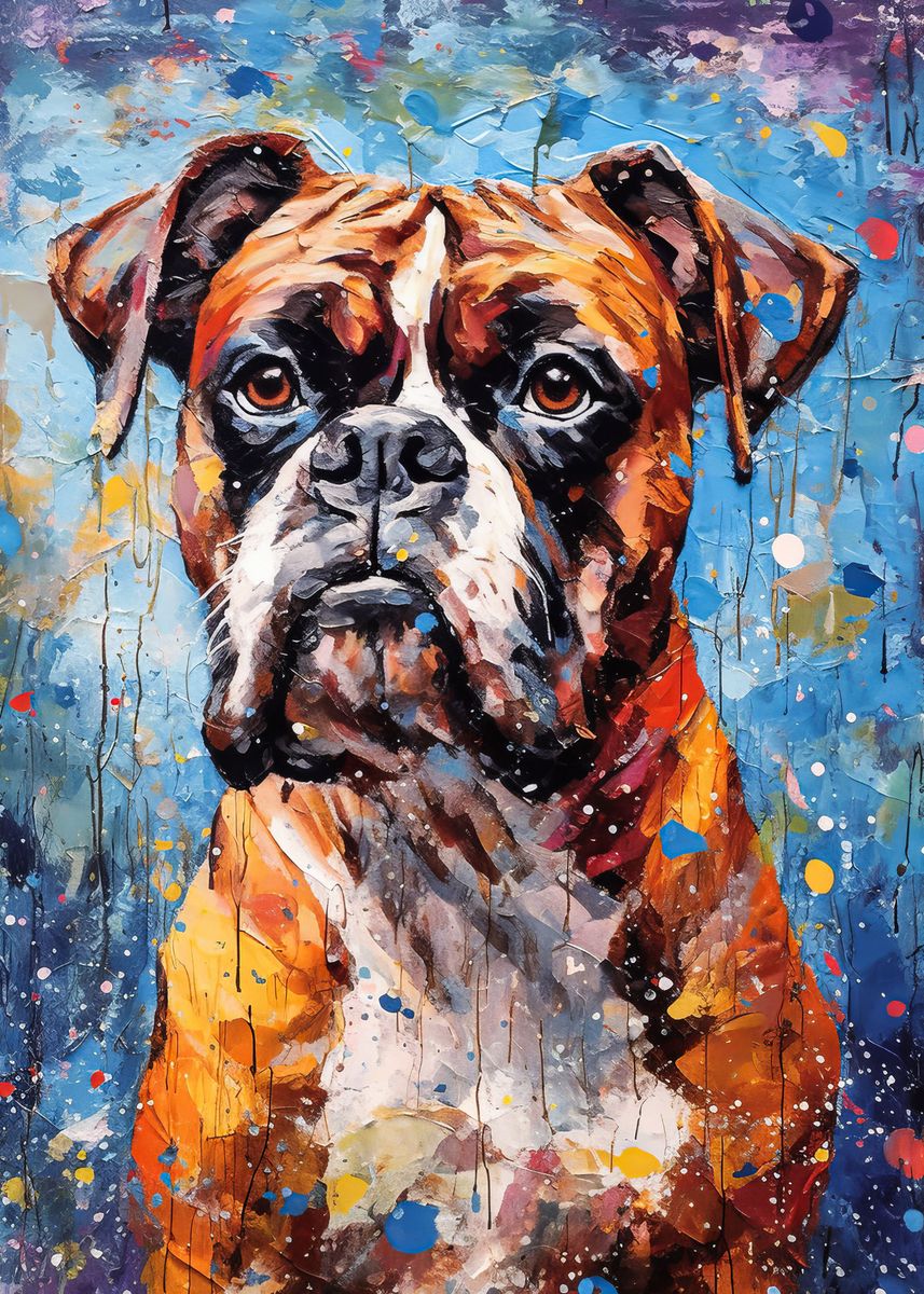 'Palette Boxer dog painting' Poster, picture, metal print, paint by ...