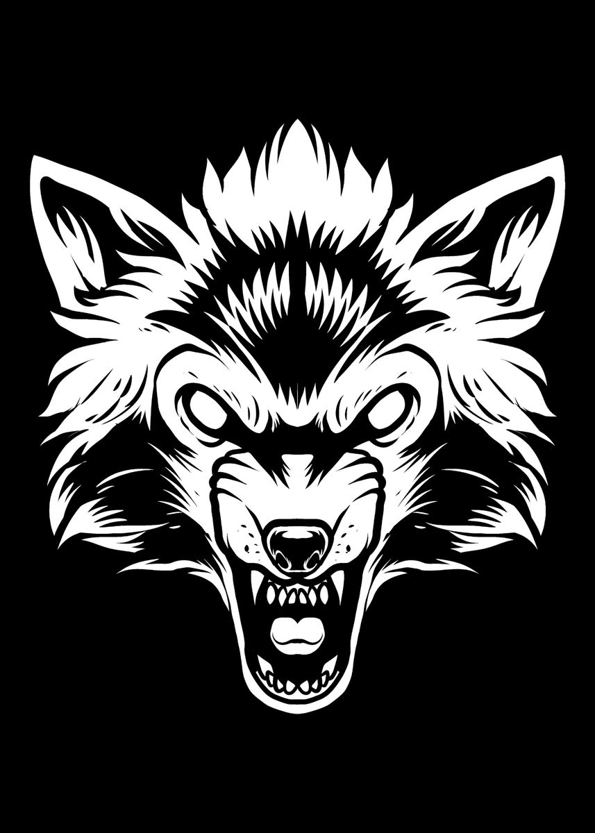 'Wolf Scary' Poster, picture, metal print, paint by BobbyBubble | Displate