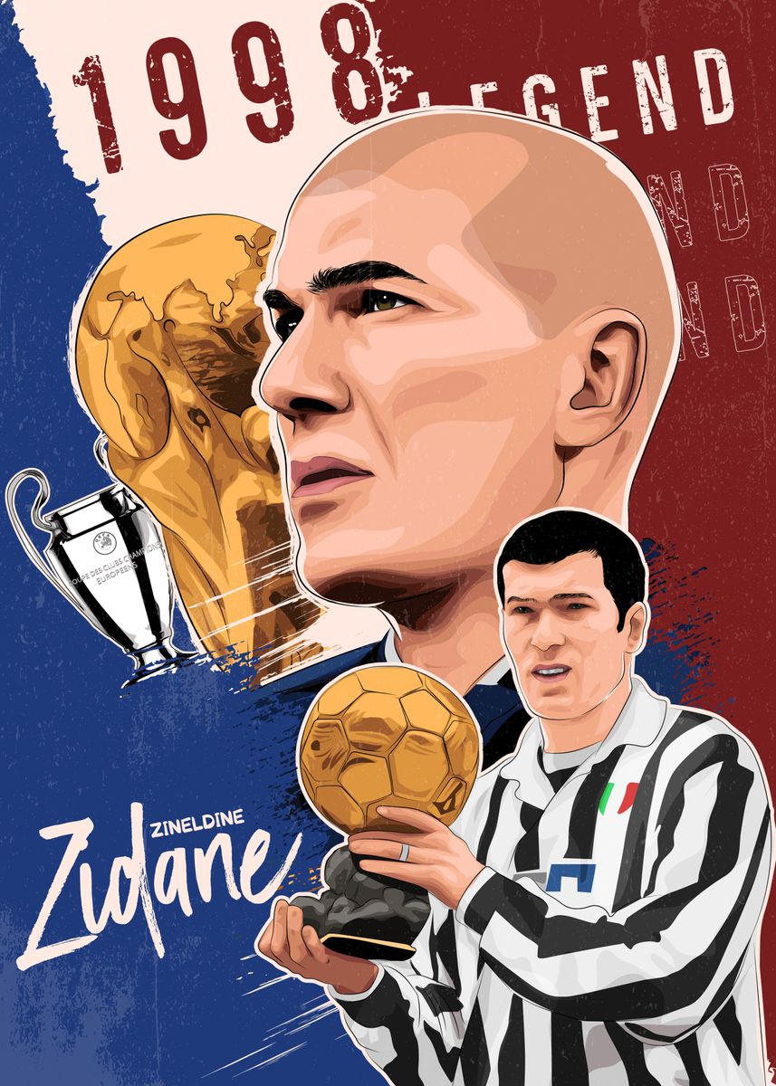'Zidane' Poster, picture, metal print, paint by Ramy Hazem | Displate
