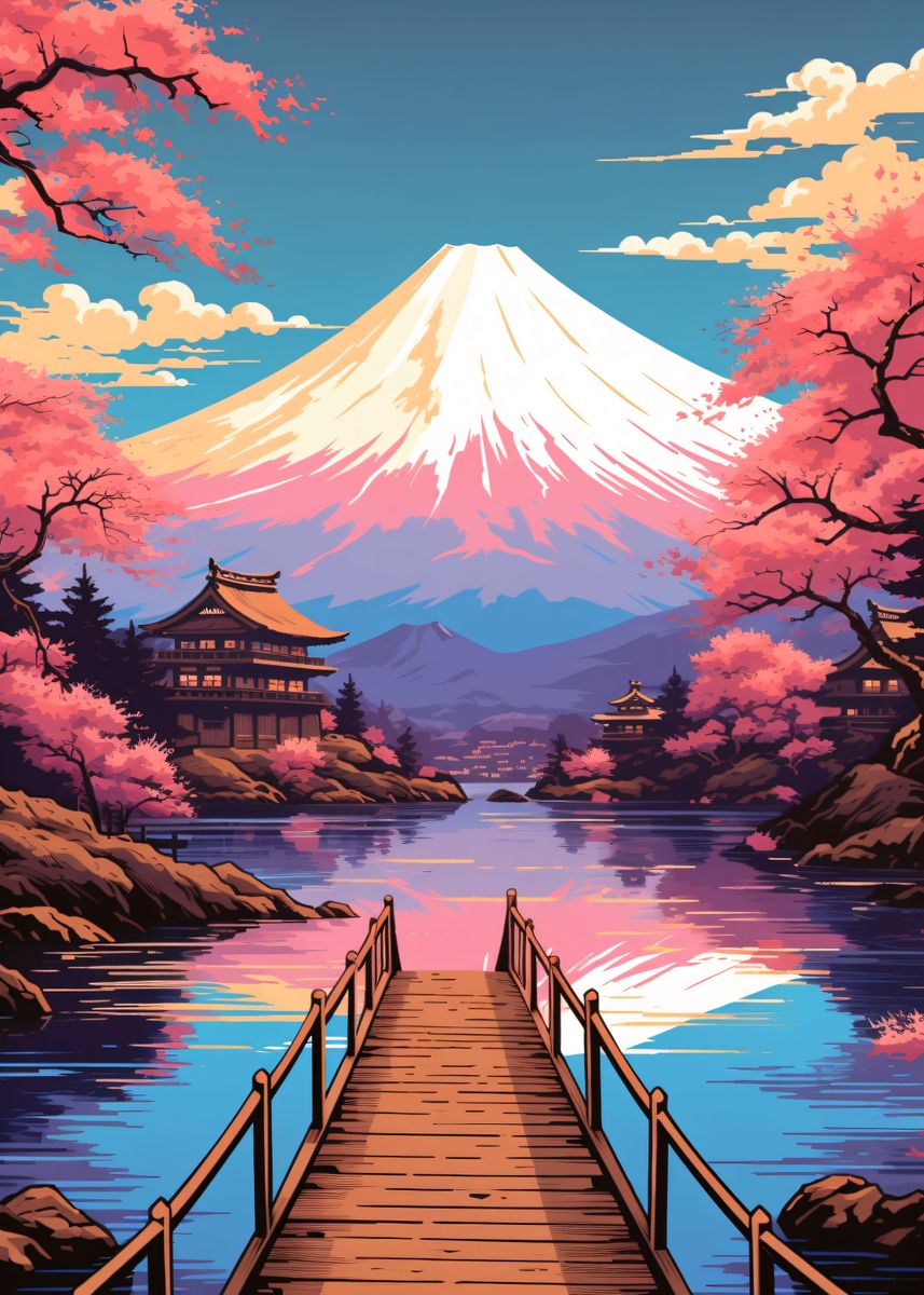 'Japanese Landscape' Poster, picture, metal print, paint by Conceptual ...