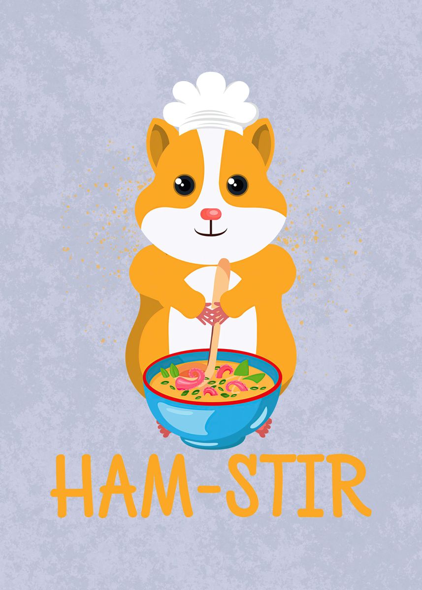 'Hamster cute funny' Poster, picture, metal print, paint by Olivia ...