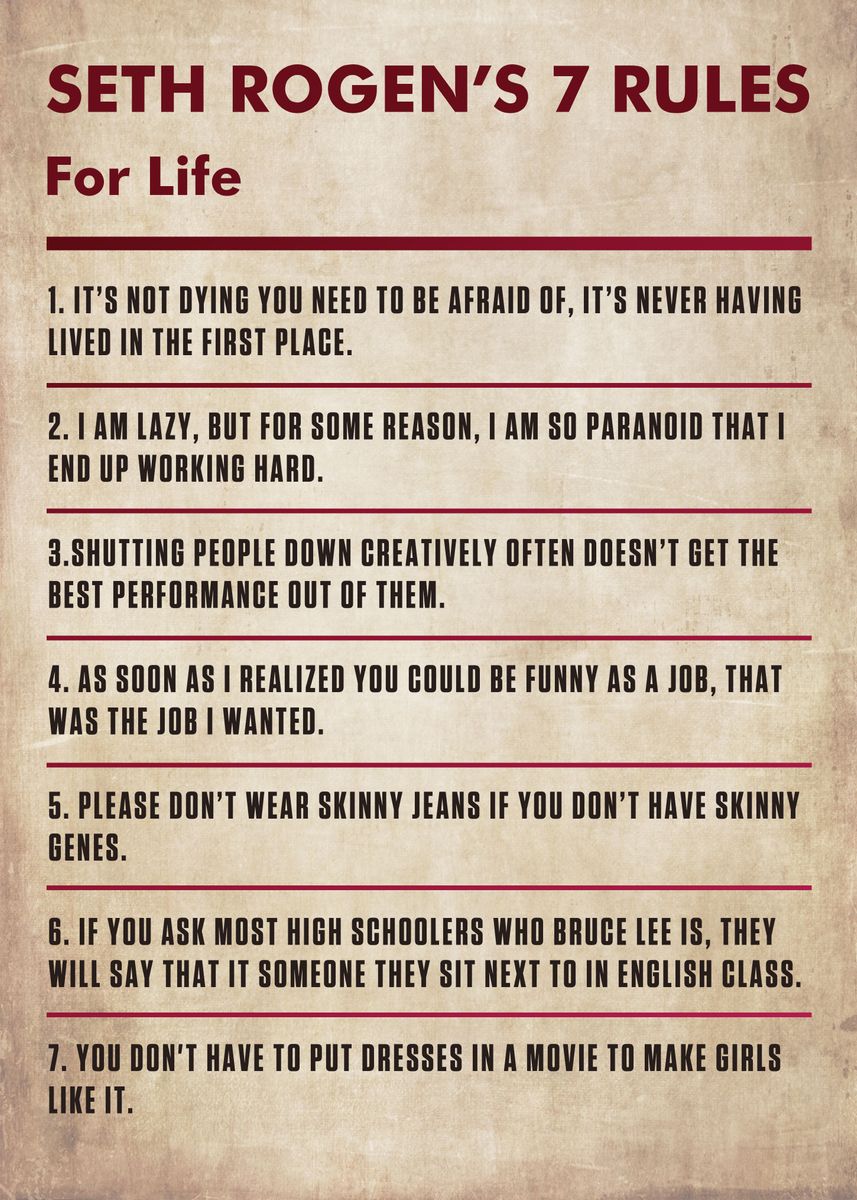'SETH ROGEN quotes' Poster, picture, metal print, paint by Nolan ...