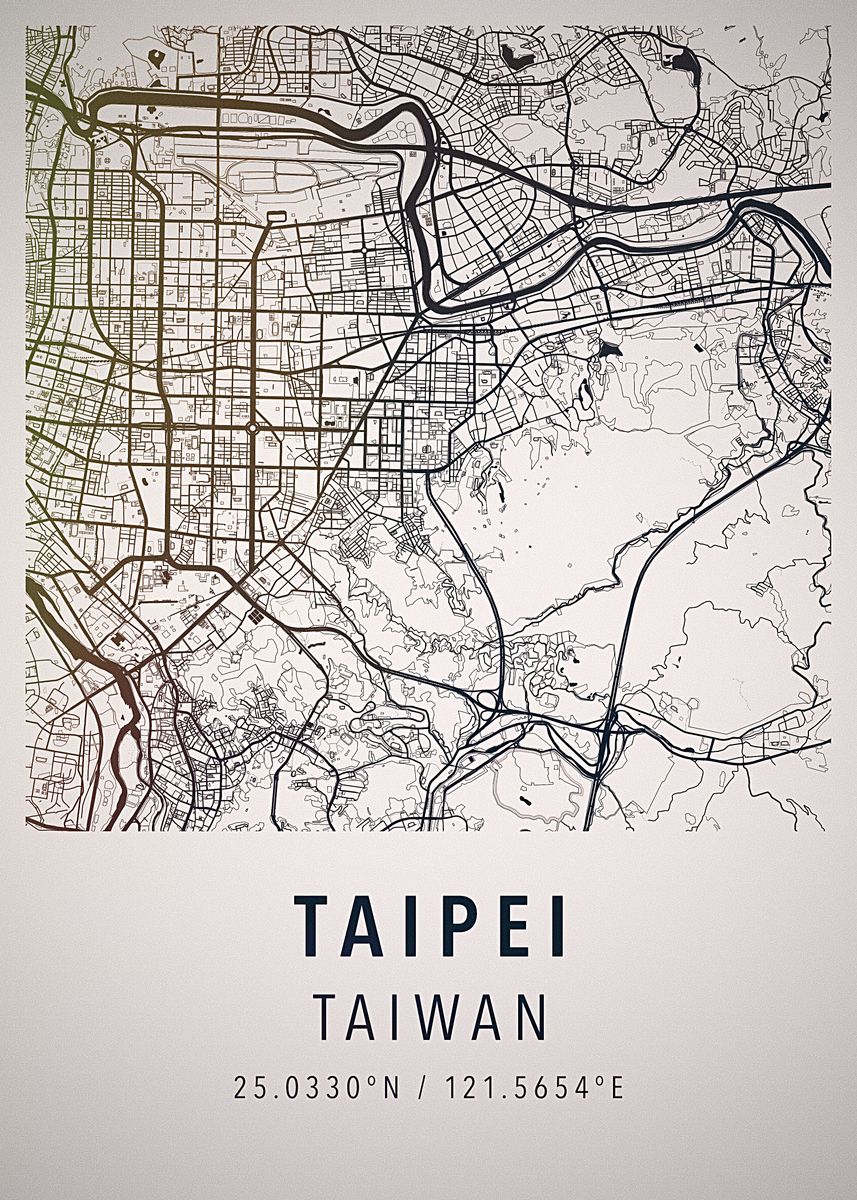 'taipei simple map' Poster, picture, metal print, paint by Denise ...
