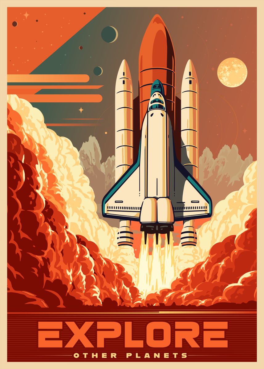 'Explore Other Planets' Poster, picture, metal print, paint by dkDesign ...