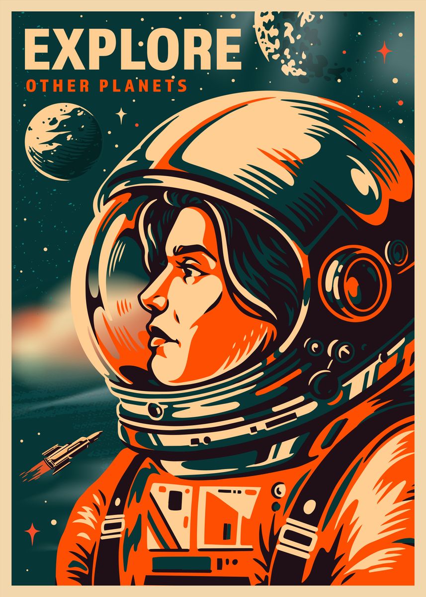 'Explore other planets' Poster, picture, metal print, paint by dkDesign ...