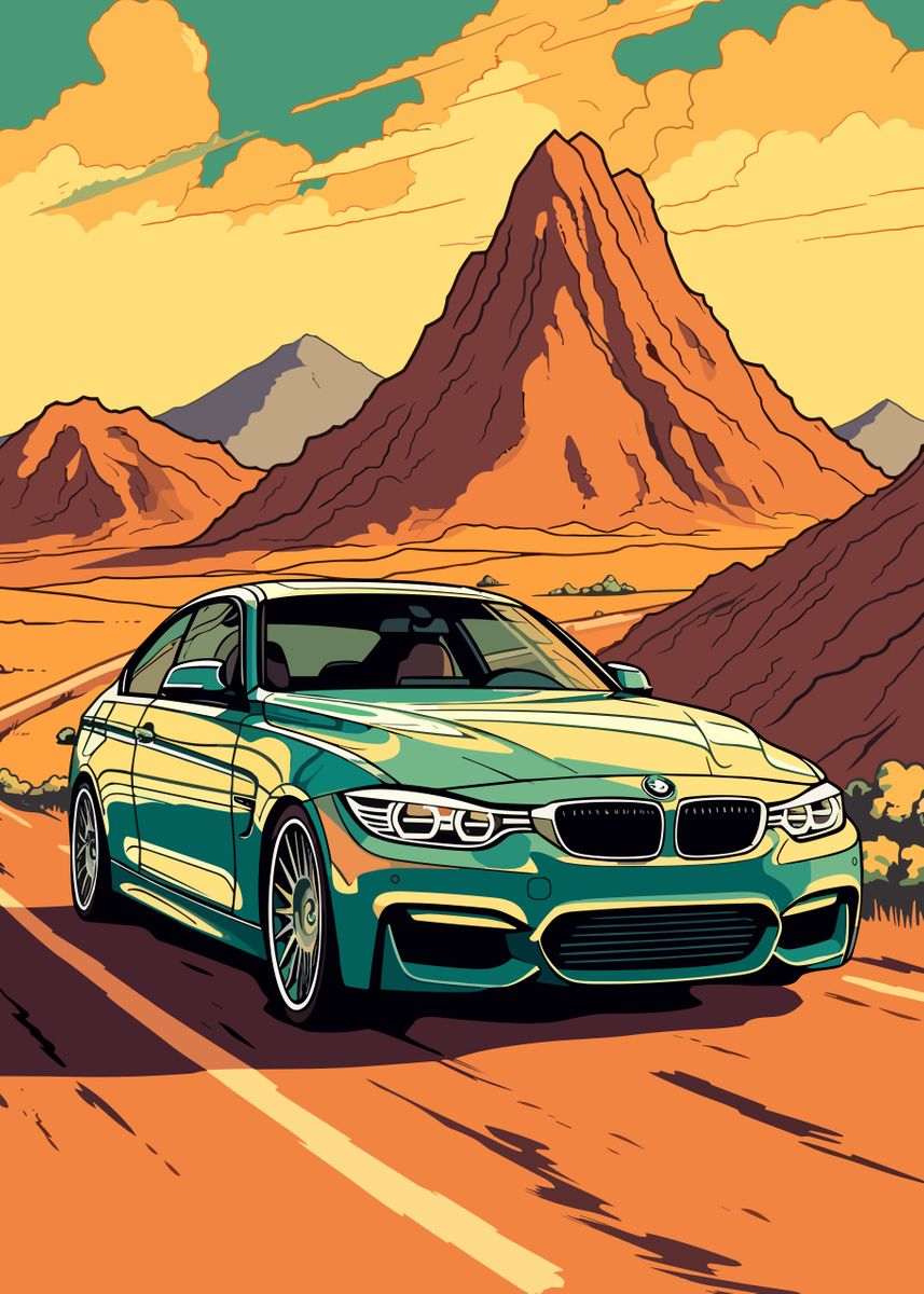 'BMW 3 Car Minimalist' Poster, picture, metal print, paint by Qreative ...