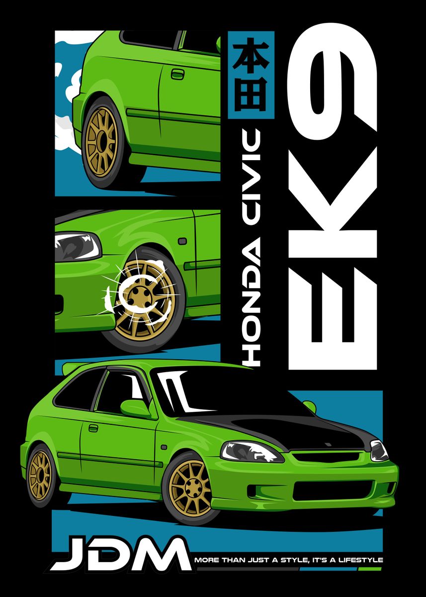 'Civic JDM Car' Poster, picture, metal print, paint by Berkah Jaya ...