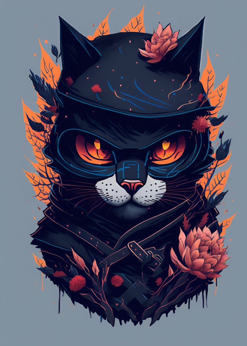 'Cute Evil Black Cat' Poster, picture, metal print, paint by Malcom ...