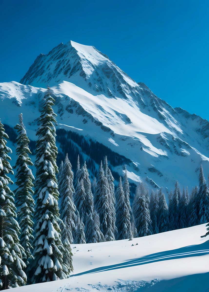 'Snow Mountain' Poster, picture, metal print, paint by ColorMe Creative ...