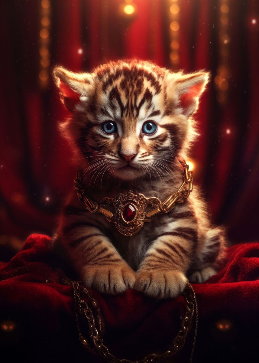 'wizard tiger cub' Poster, picture, metal print, paint by Adel S | Displate