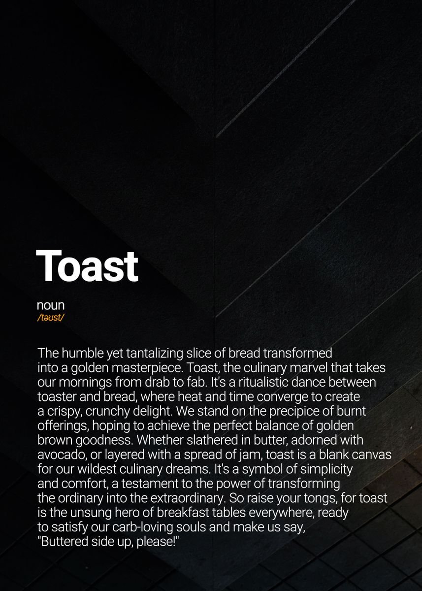 'Toast' Poster, picture, metal print, paint by Mr Penguin | Displate