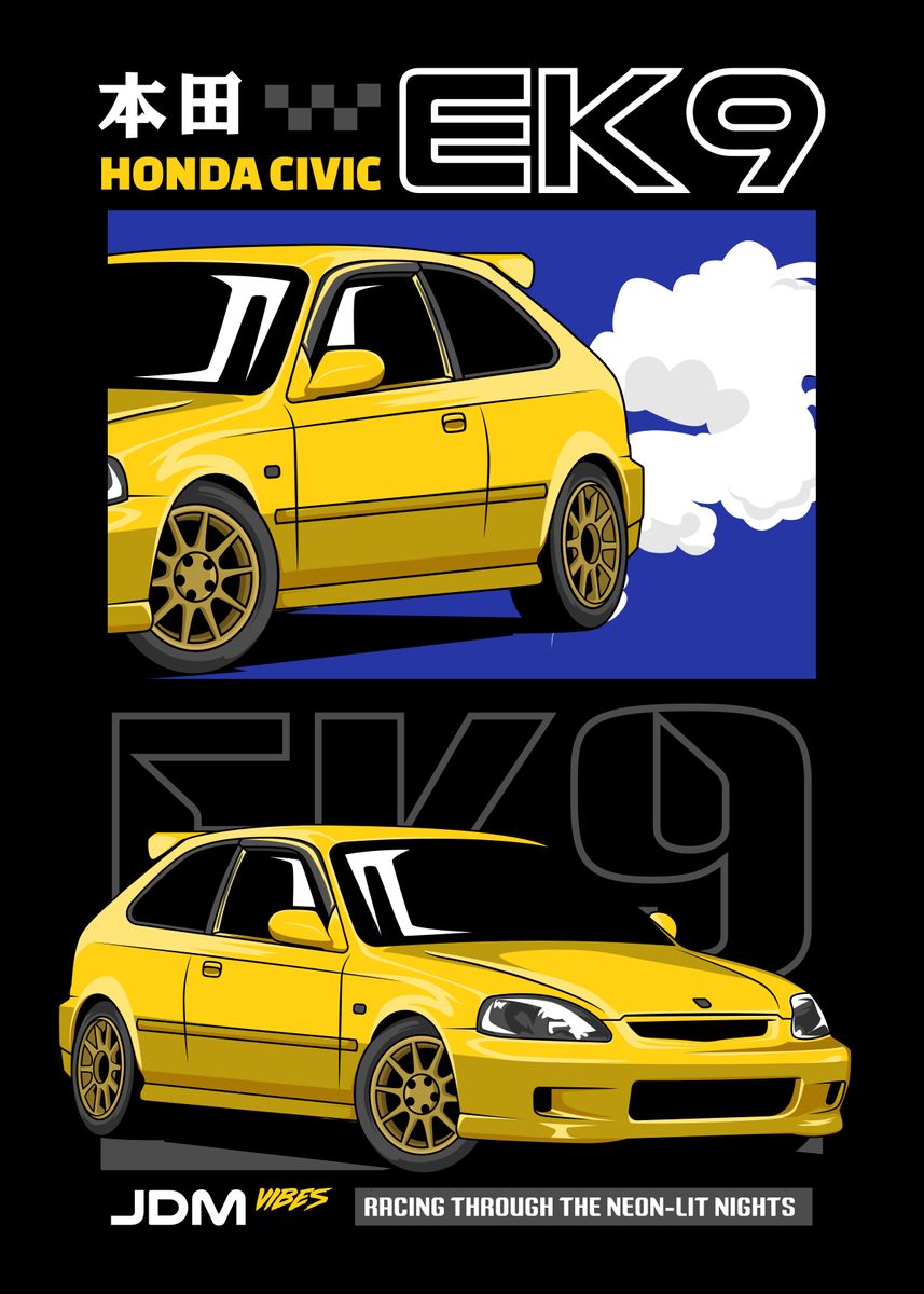 'Civic Tuner Car' Poster, picture, metal print, paint by Berkah Jaya ...