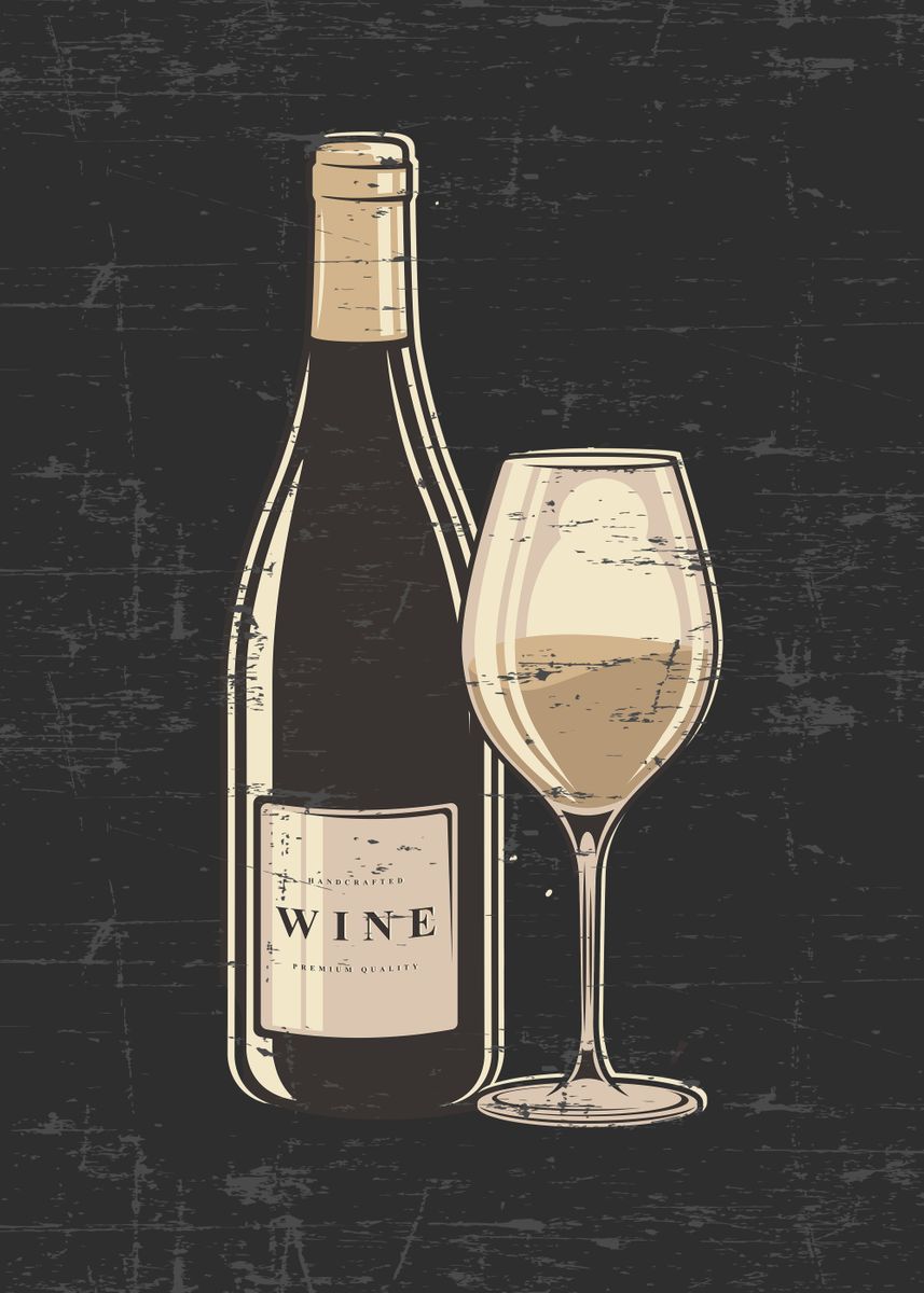 'White Wine' Poster, picture, metal print, paint by XandYart | Displate