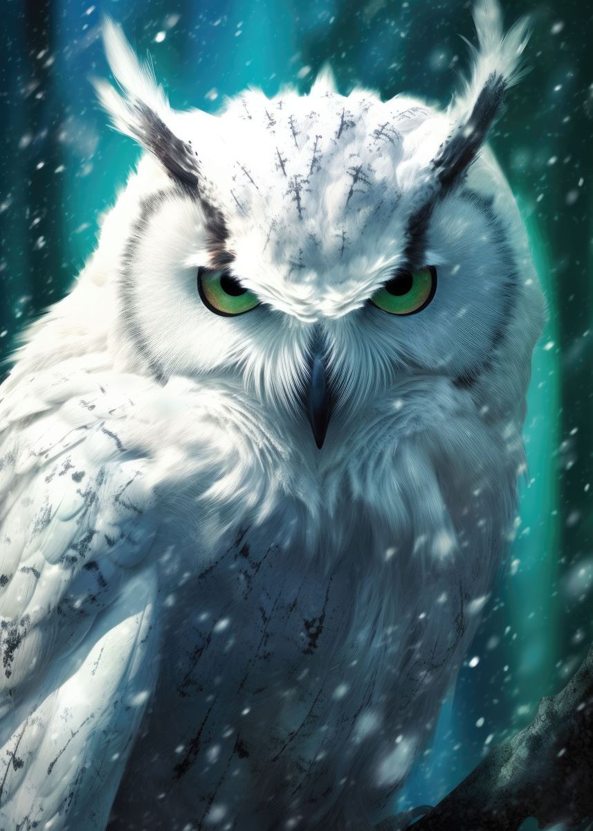 'Snowy Wilderness White Owl' Poster, picture, metal print, paint by ...