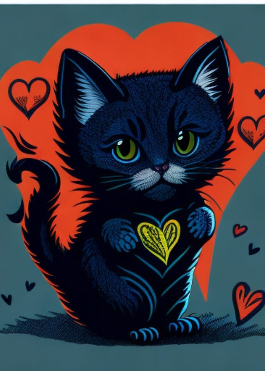 'Cute Little Black Kitten' Poster by Malcom | Displate