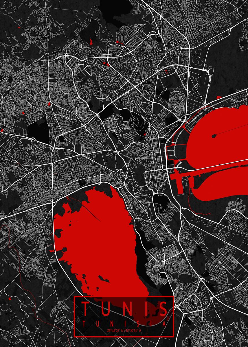 'Tunis City Map Oriental' Poster, picture, metal print, paint by deMAP ...