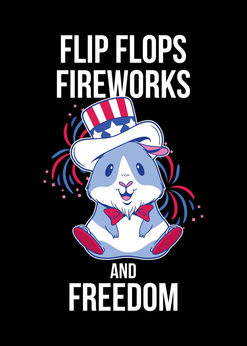 'Flip Flops Fireworks' Poster, picture, metal print, paint by CatRobot ...
