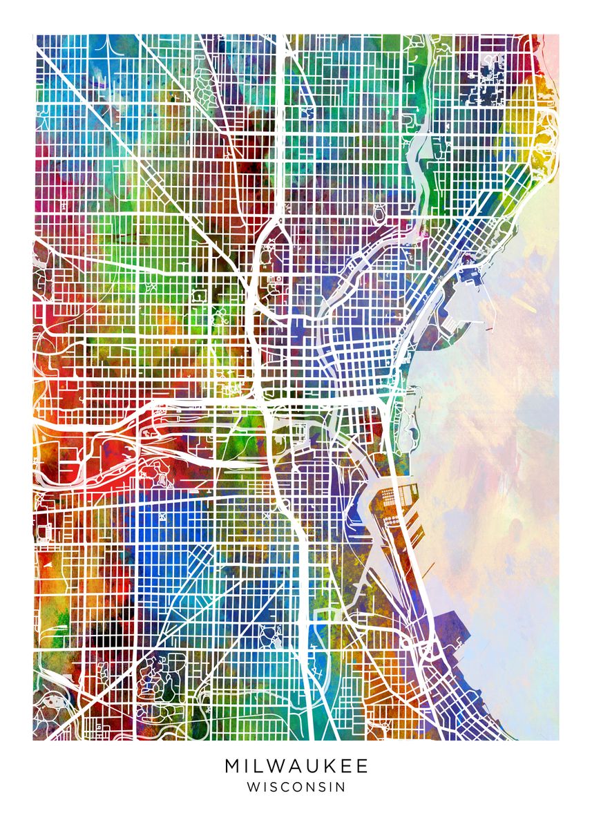 'Milwaukee Wisconsin Map' Poster, picture, metal print, paint by ...