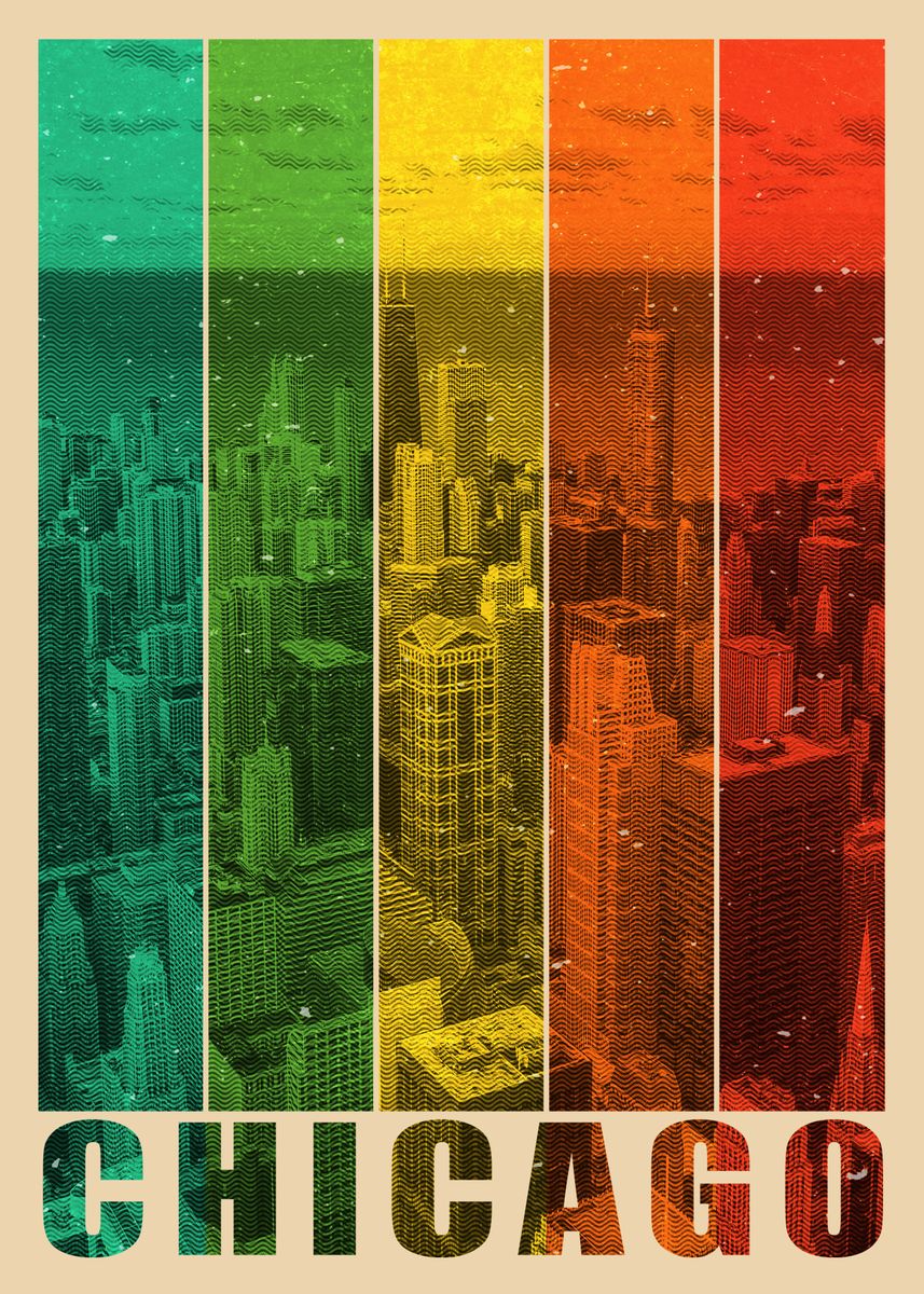 'Chicago' Poster, picture, metal print, paint by Sam Kal | Displate