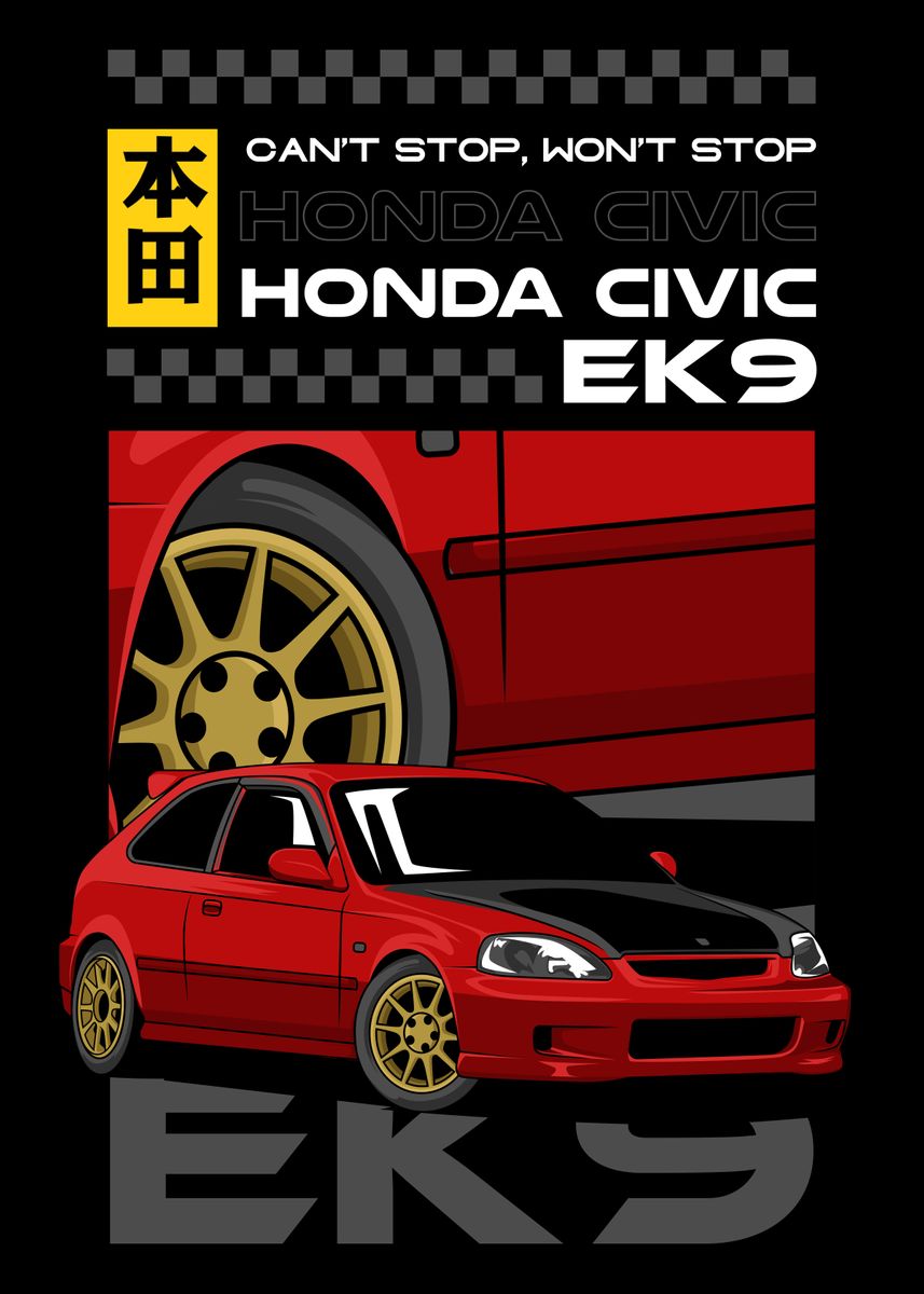 'Civic JDM Car' Poster, picture, metal print, paint by Berkah Jaya ...